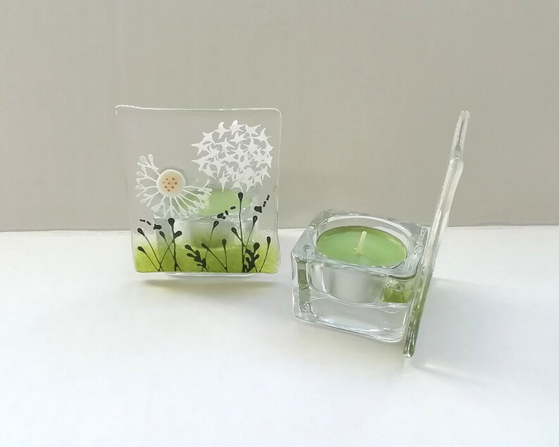 Dandelion Tealight Fused Glass Dandelions Gift for Mum - Etsy