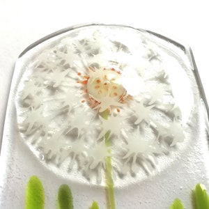 Dandelion art 3D dandelion fused glass shelf ornament | Etsy