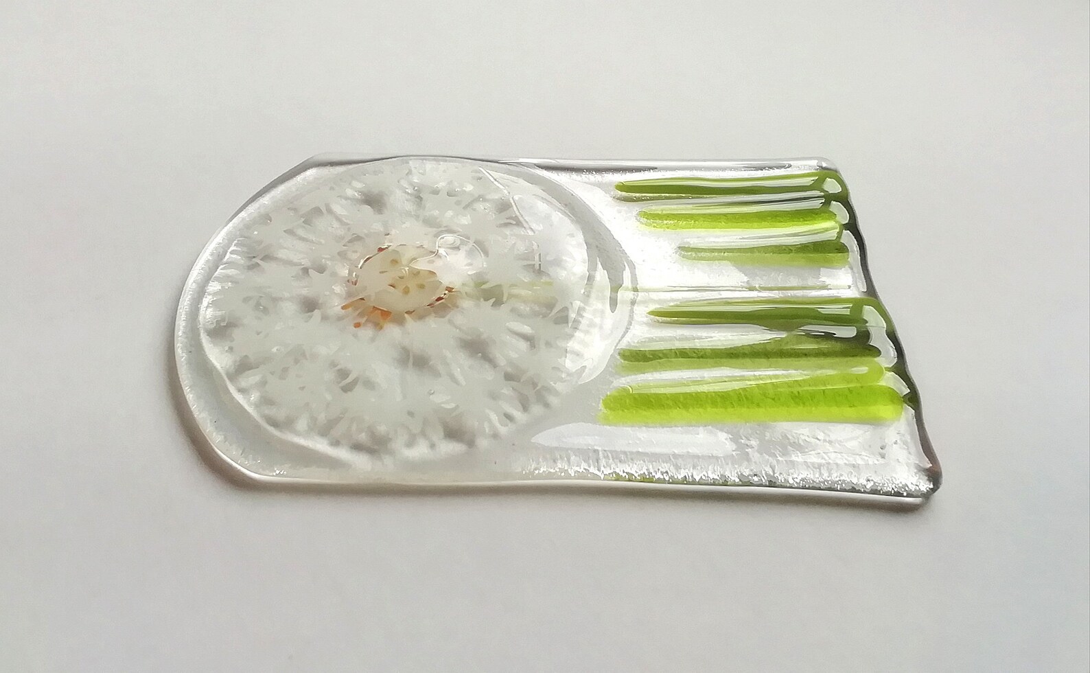 Dandelion art 3D dandelion fused glass shelf ornament | Etsy
