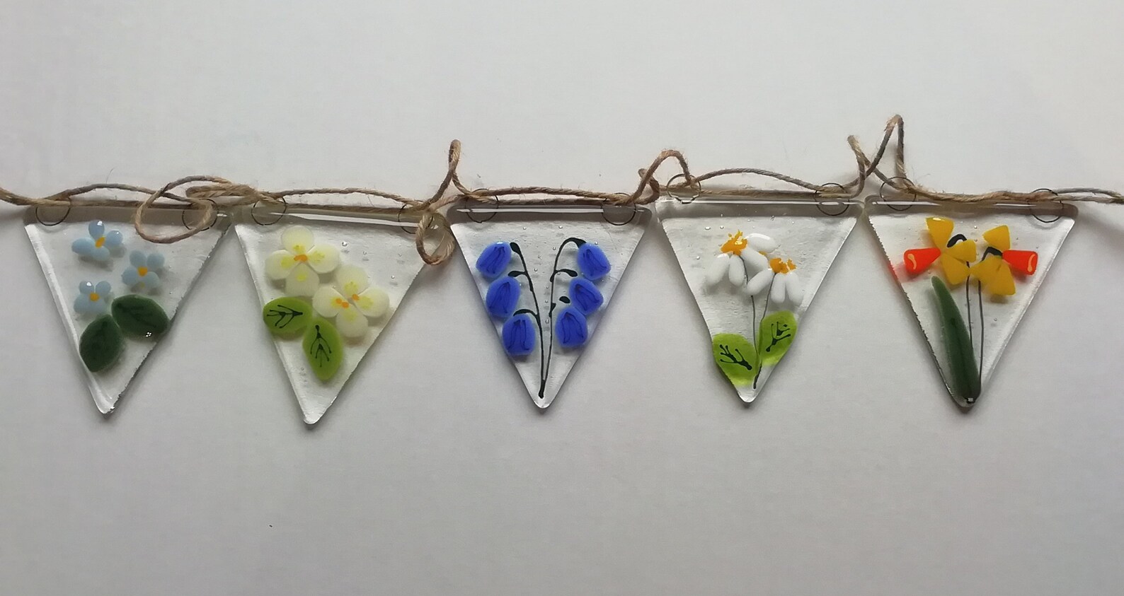 Spring Flower Bunting Fused Glass Bunting With a Variety of - Etsy