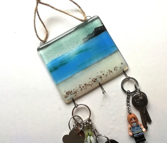 Fused Glass Key Storage Seaside Key Hanger Fused Glass Beach - Etsy