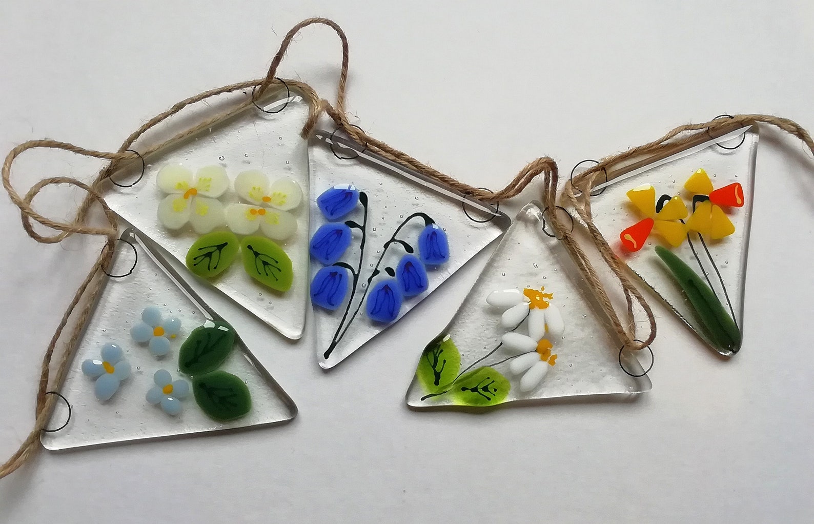 Spring Flower Bunting Fused Glass Bunting With a Variety of - Etsy