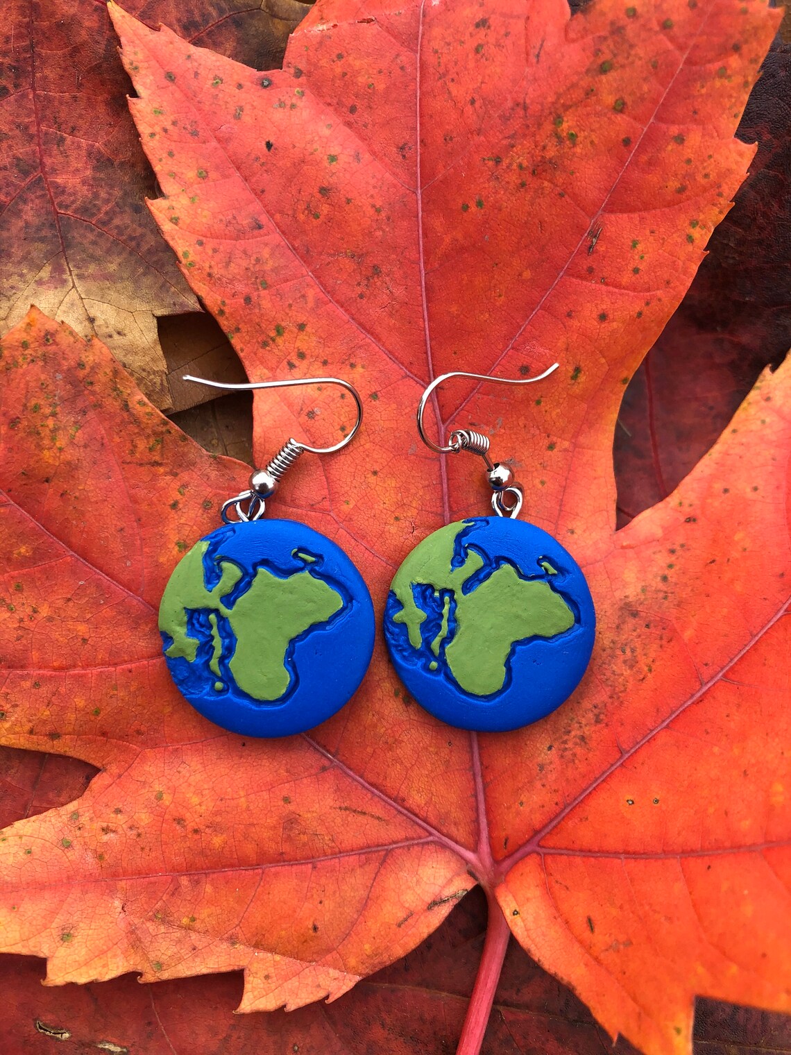 Planet Earth Polymer Clay Dangle Earrings - Etsy Canada