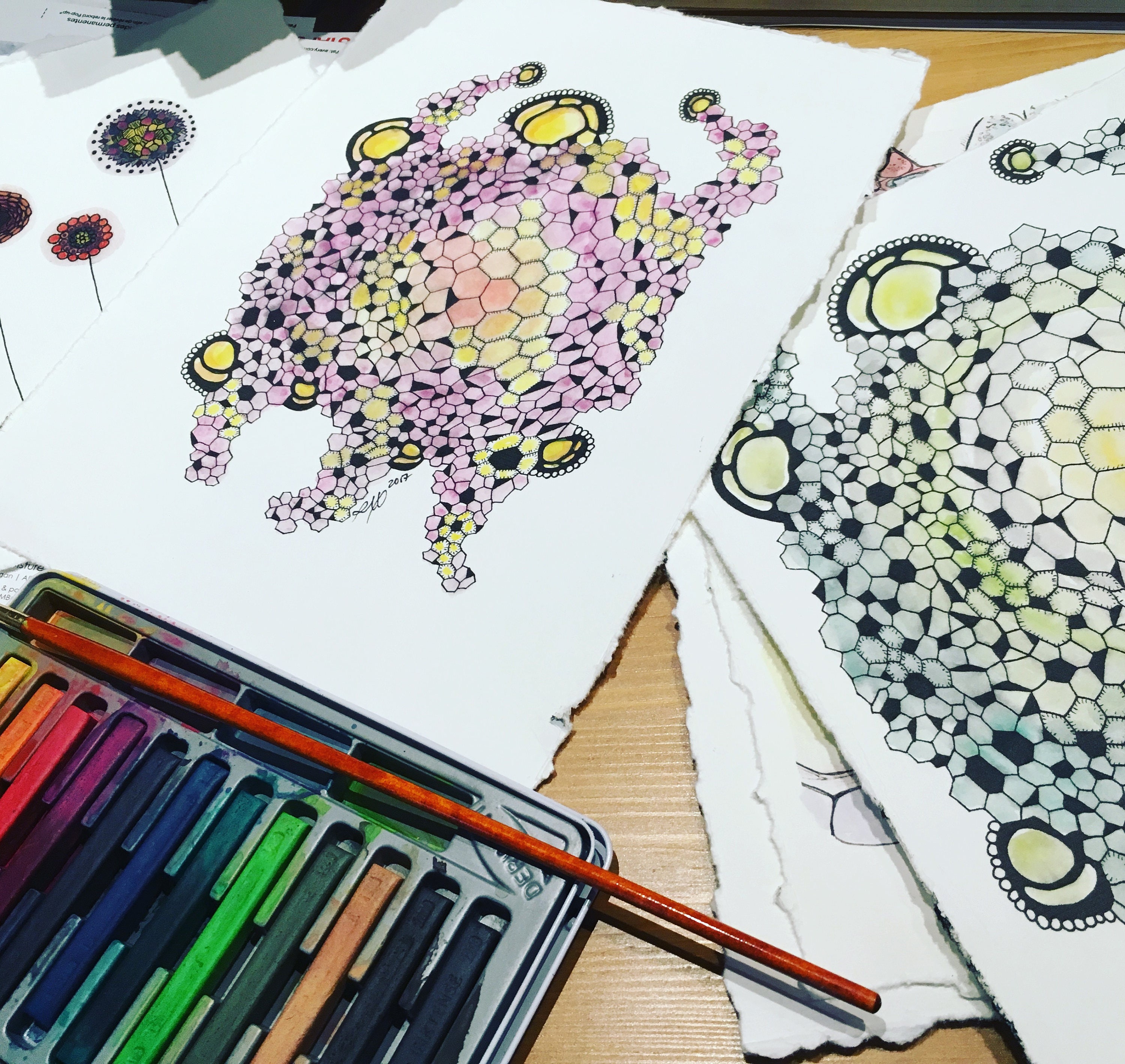 Cellular Monster 2 - Art Print, Handmade Ink Drawing, Simple, Graphic ...