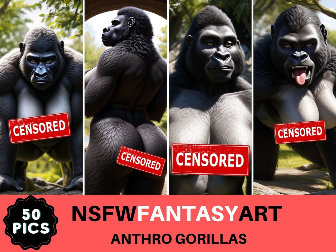 NSFW Fantasy Female Gorillas Anthro Furry 50 Stunning High Res Erotic Portraits Instant Download ...