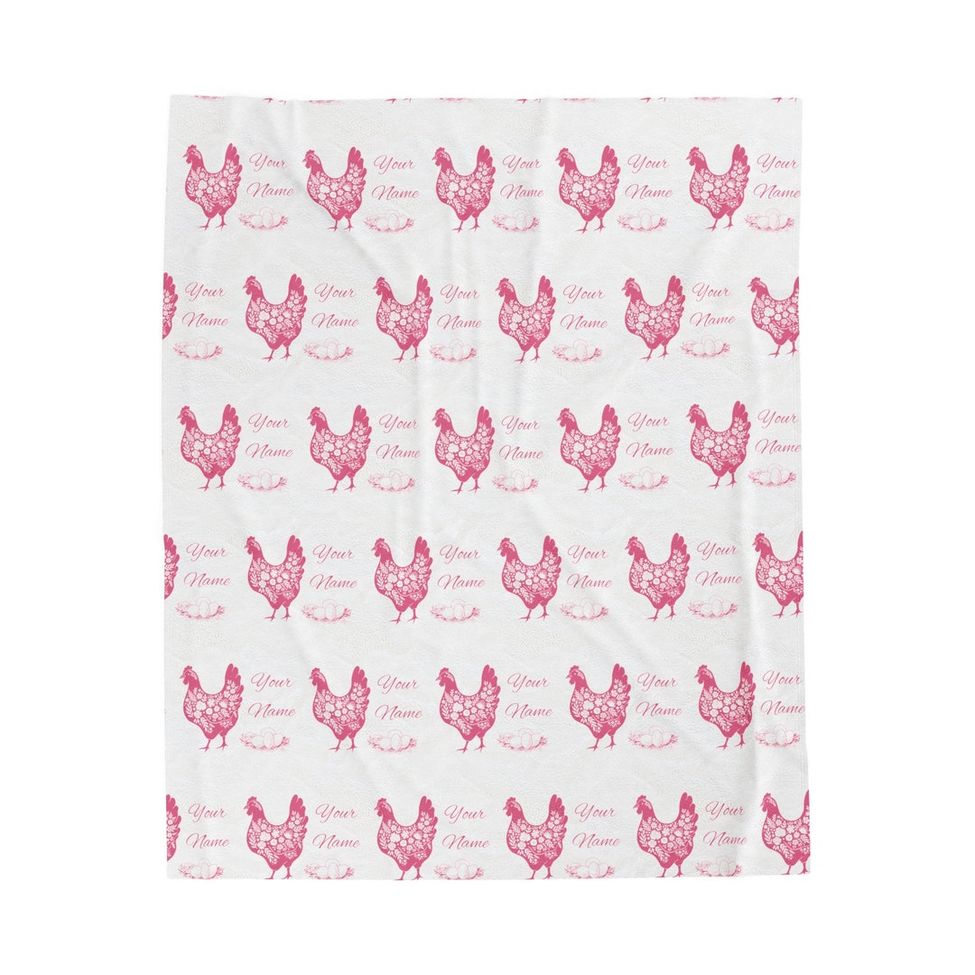 Personalized Pink Flower Chicken Plush Blanket, Blanket for Girls ...