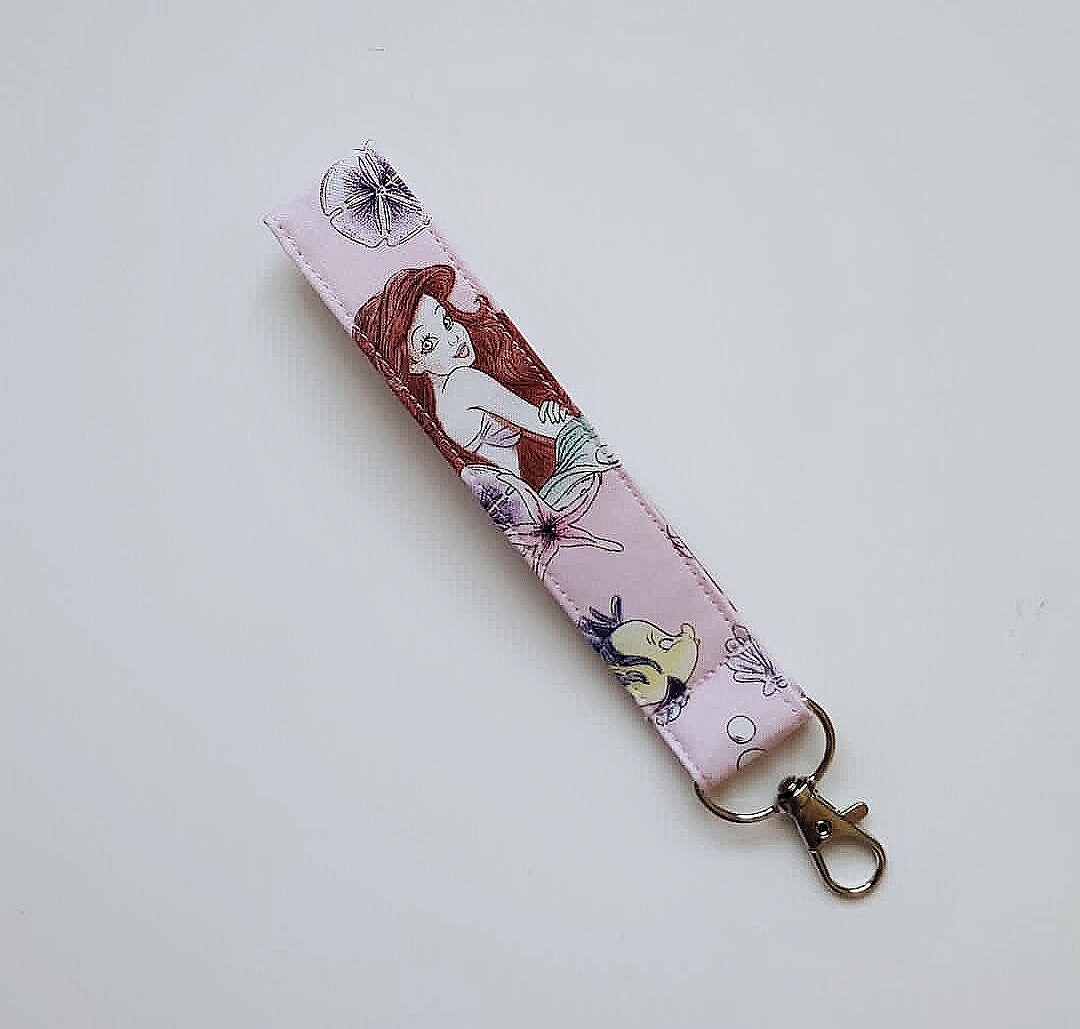 Little Mermaid Ariel Princess Wristlet Key Fob Keyfob Keychain Key Ring ...