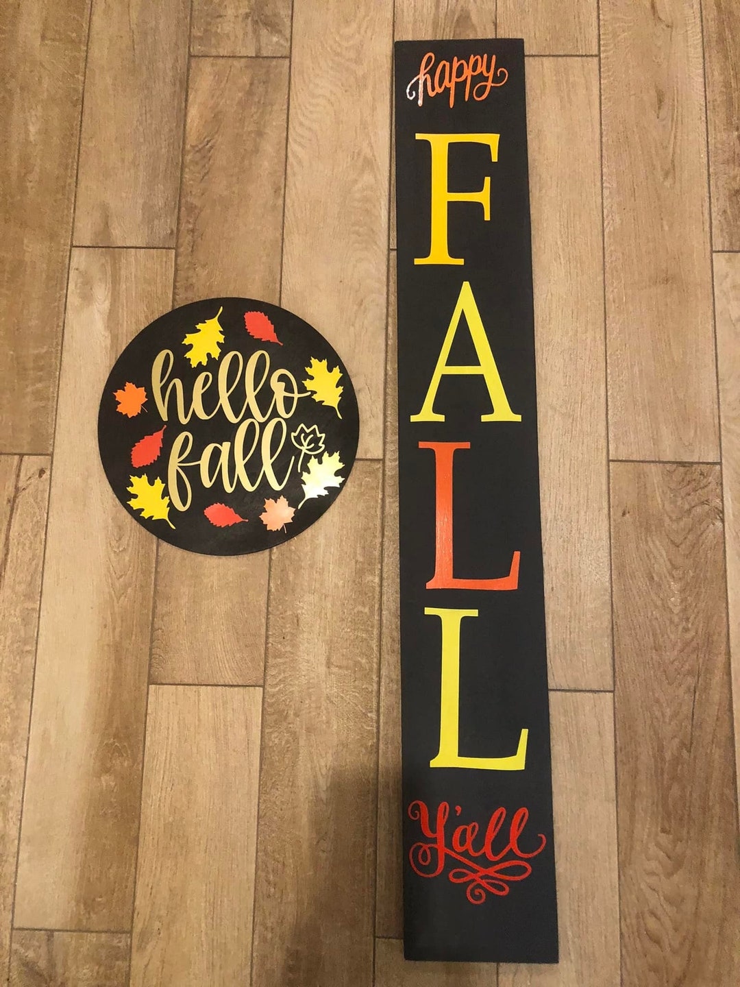 Front Door Signs - (happy Fall Yall) Weather Protective, 1-round Door ...