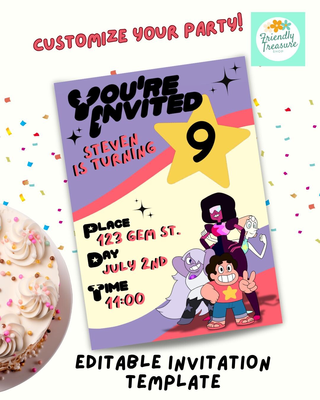 Steven Universe Birthday Invitation Digital Template - Etsy