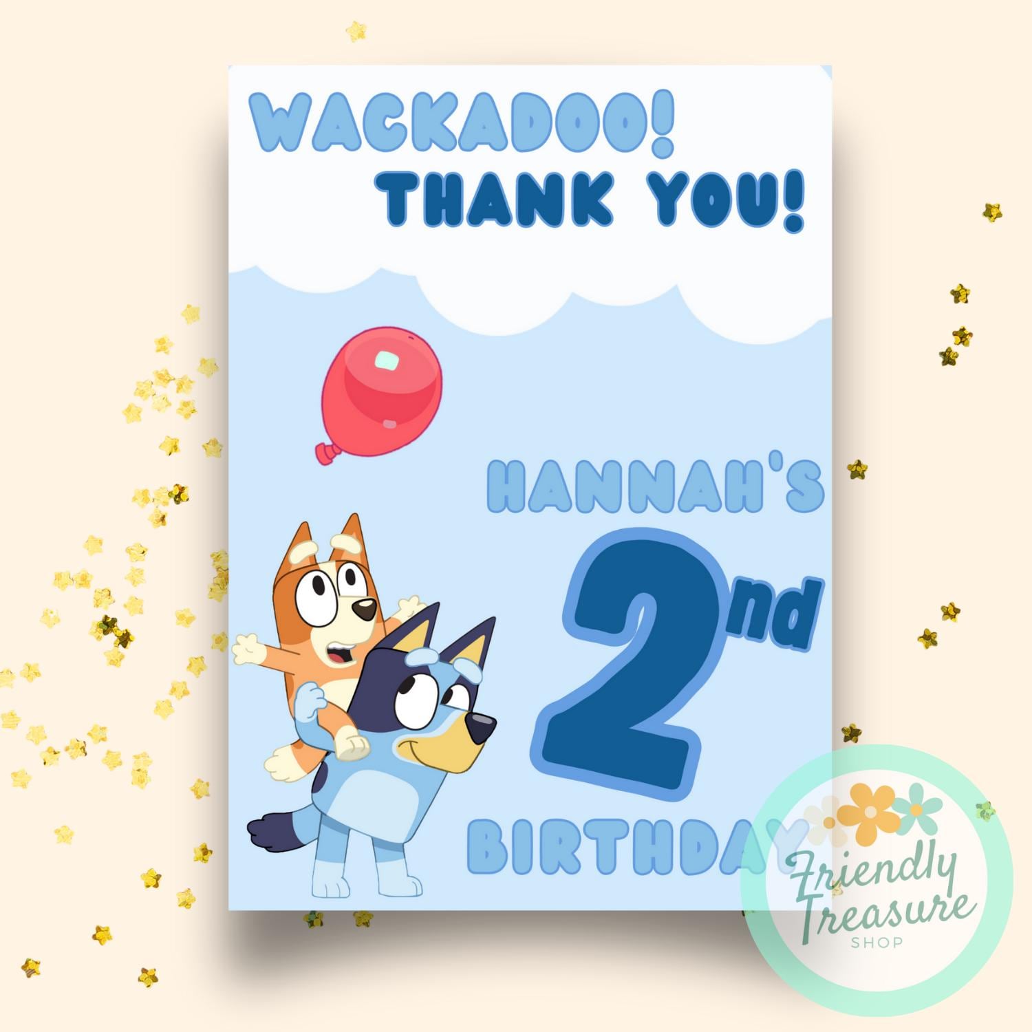 Editable Bluey & Bingo Invitations and Thank You Cards Template Canva ...