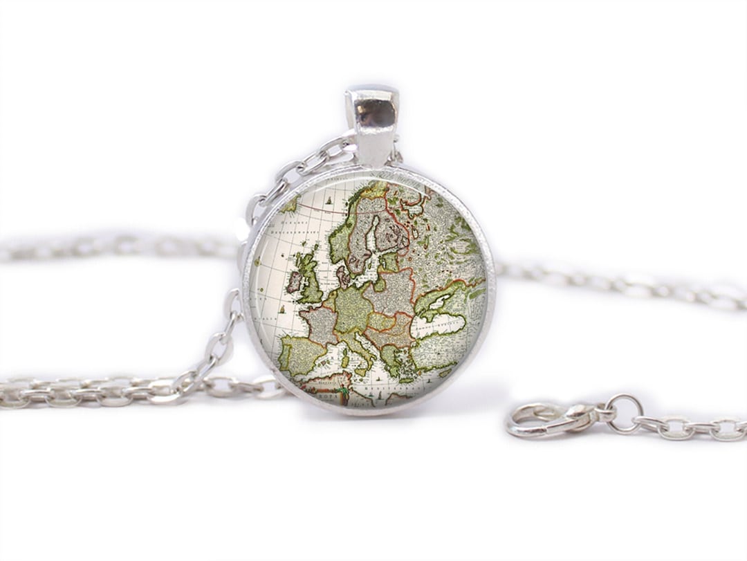 Old Europe Map Pendant Necklace: Antique Globe Jewelry - Etsy