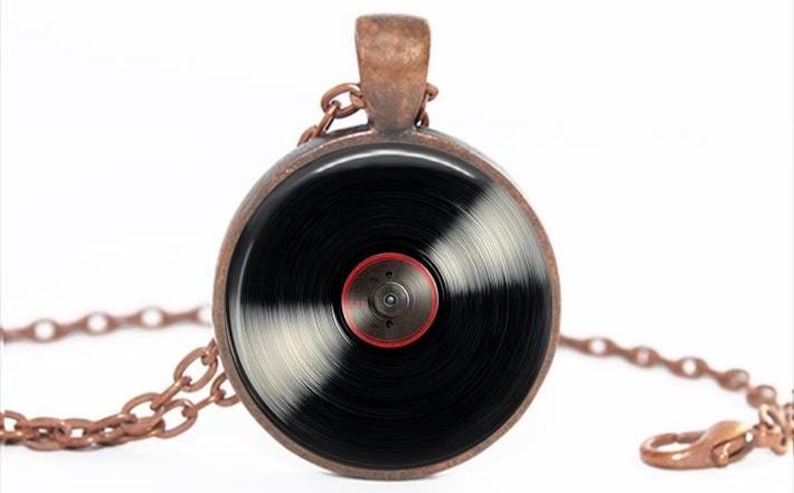 Vinyl Record Art Glass Pendant Necklace: Music Lover Gift - Etsy