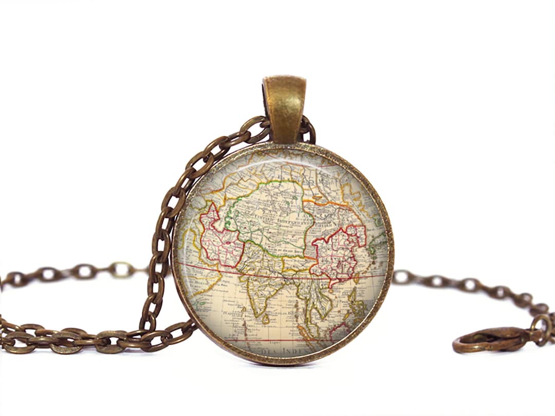 Antique World Map Pendant Necklace: Handmade Globe Jewelry - Etsy