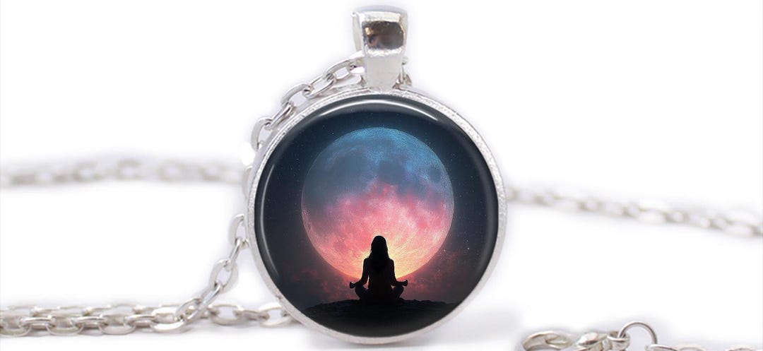 Yoga Meditation Necklace: Chakra Lotus Pose Pendant, Spiritual Jewelry ...