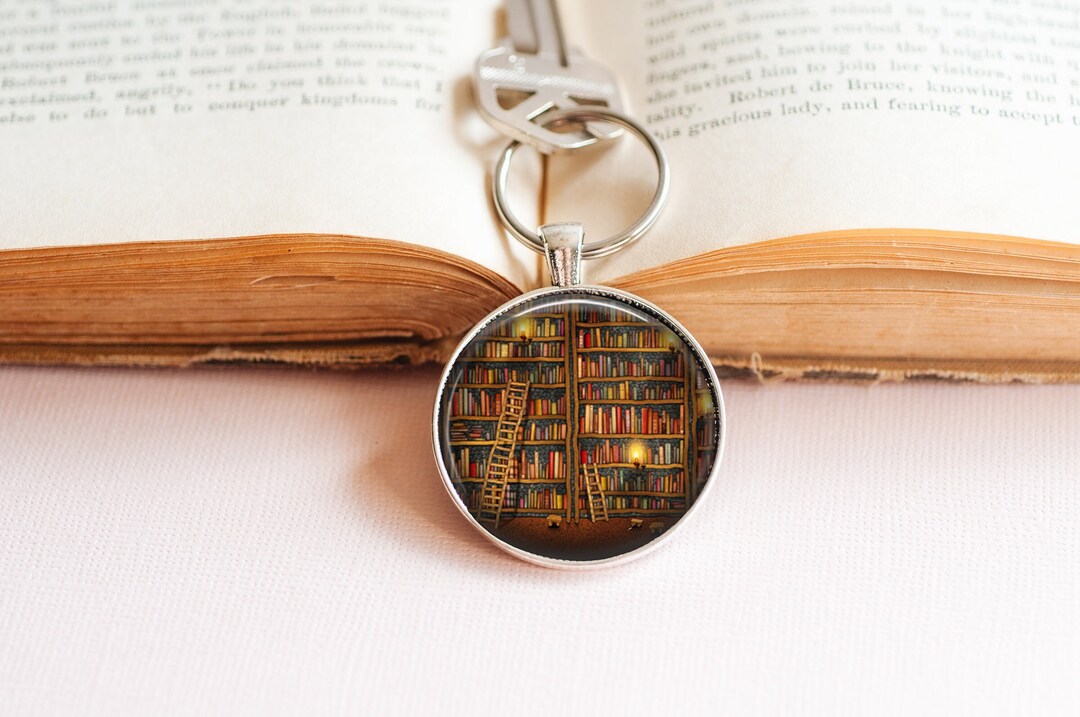 Books Keychain Glass Art Books Key Ring Gift for Book Lovers Books ...