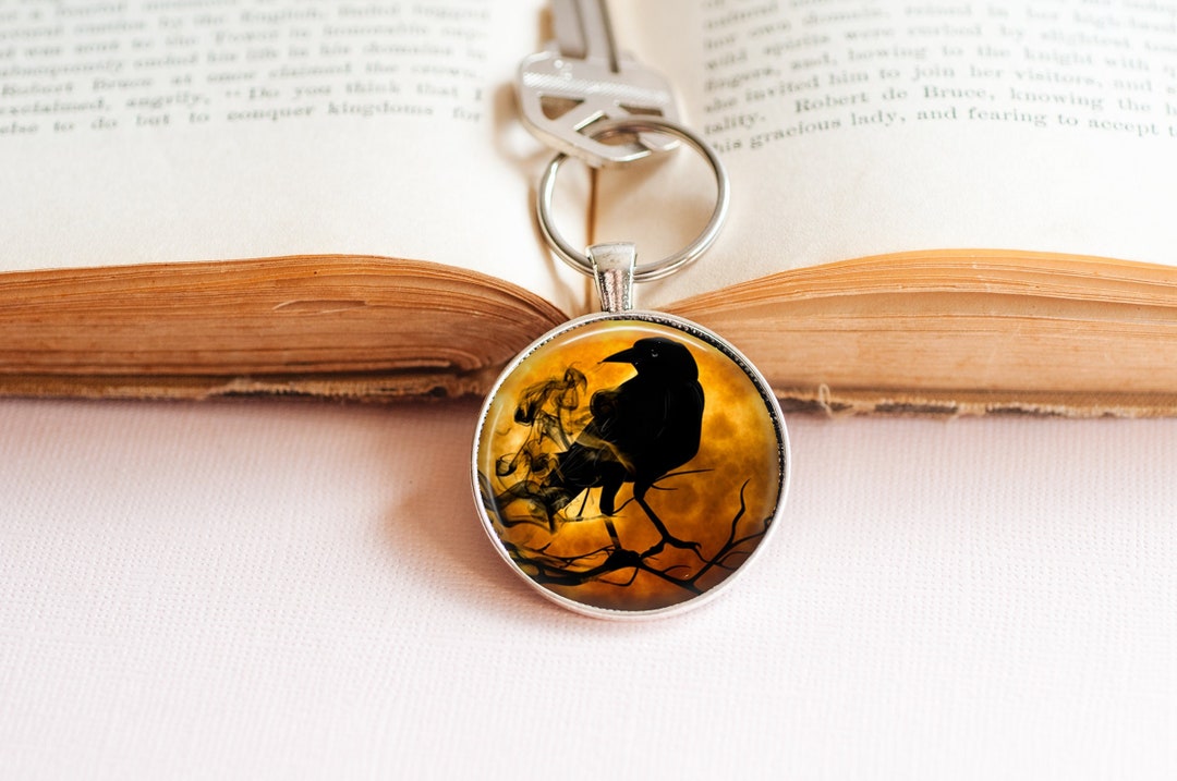 Raven Keychain Crow Keychain Wisdom Symbol Raven Key Ring Spiritual ...