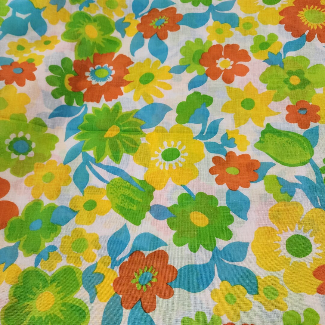 Retro 1960s Flower Semi Sheer Fabric - Etsy