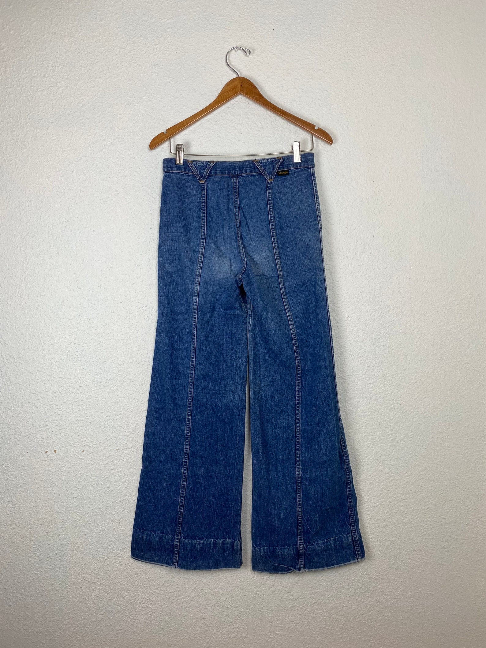 Vintage 70s Bell Bottom Wrangler Jeans, High Waisted Jeans, Medium Wash ...