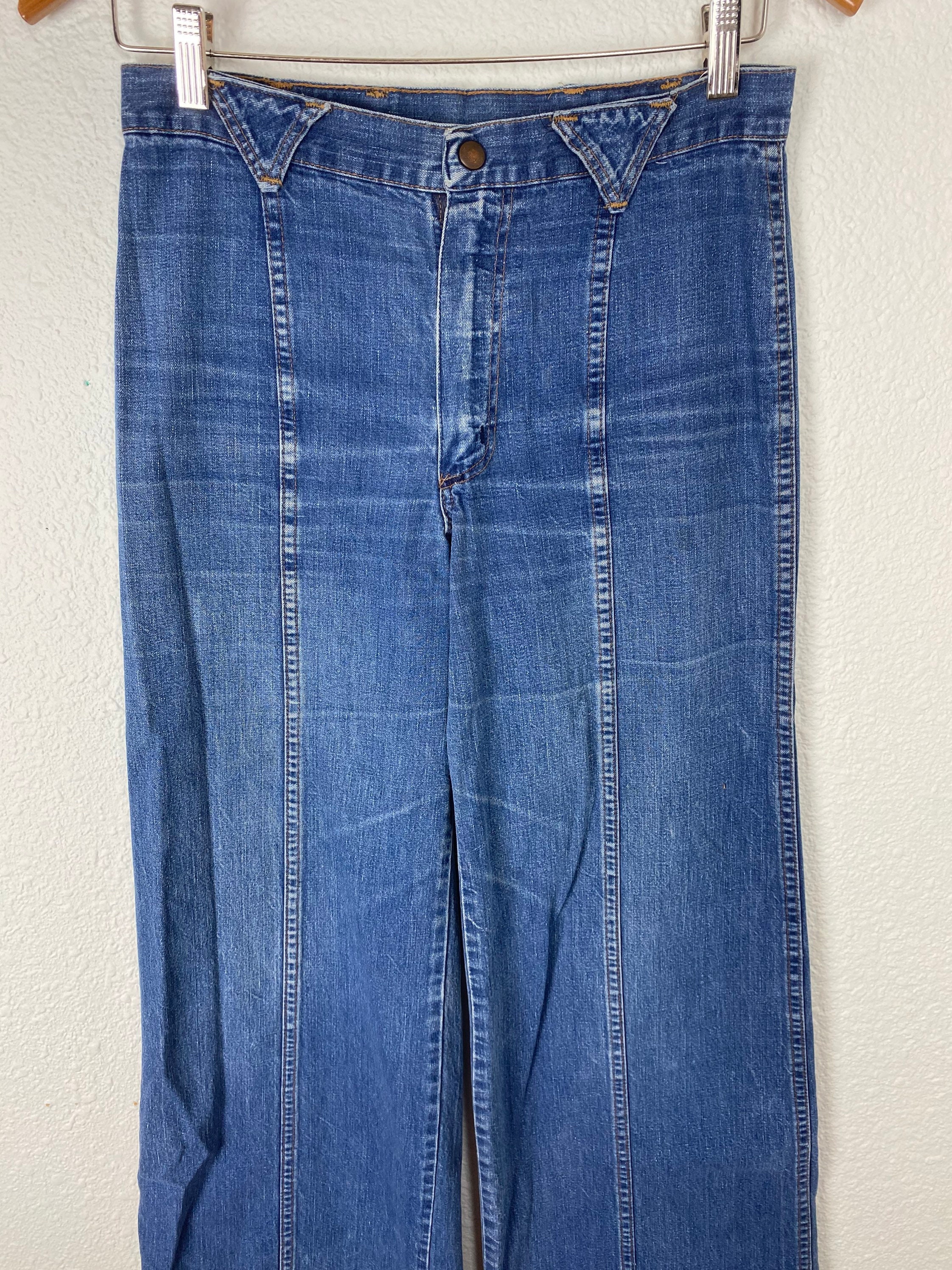 Vintage 70s Bell Bottom Wrangler Jeans, High Waisted Jeans, Medium Wash ...