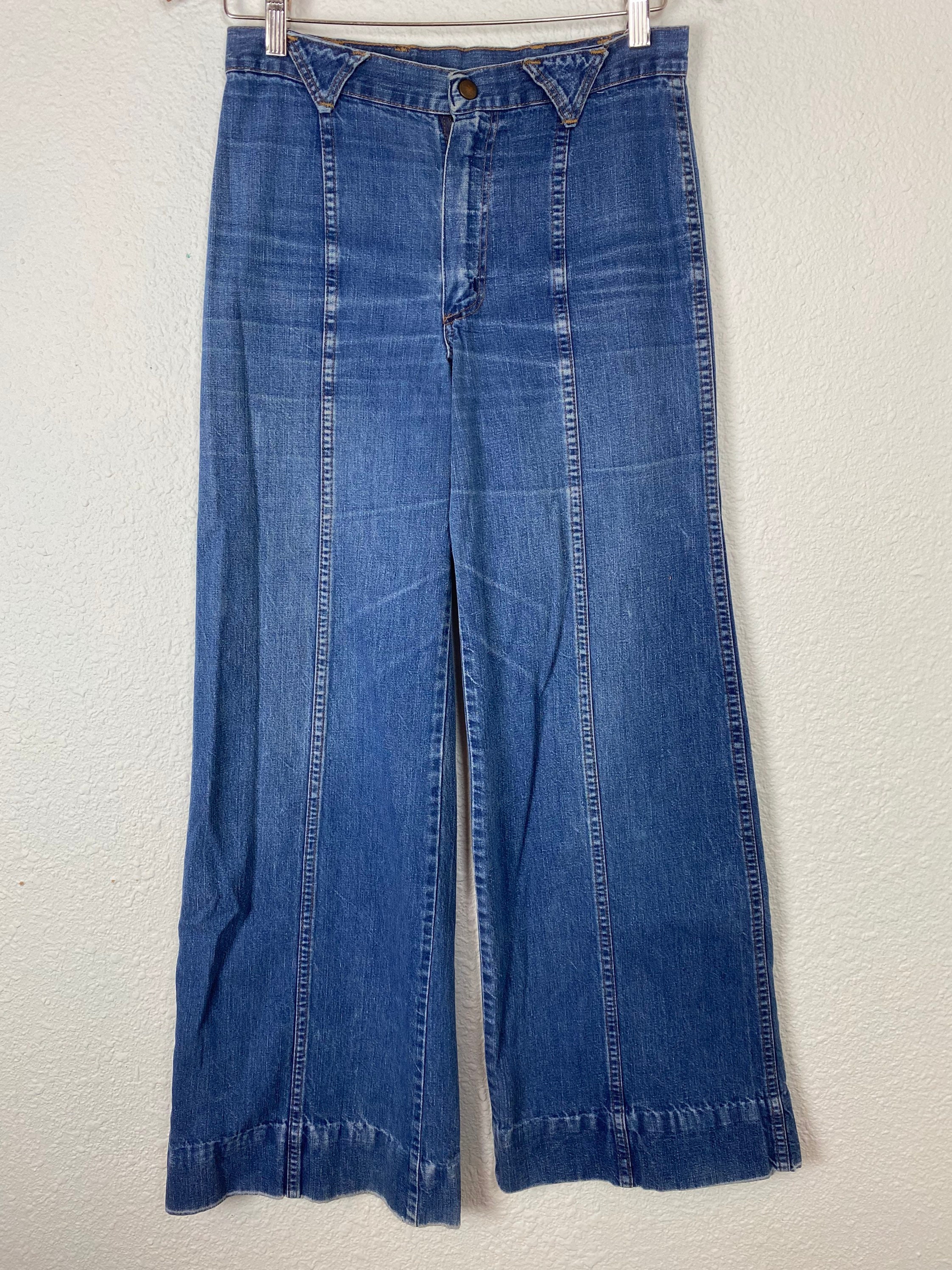 Vintage 70s Bell Bottom Wrangler Jeans, High Waisted Jeans, Medium Wash ...