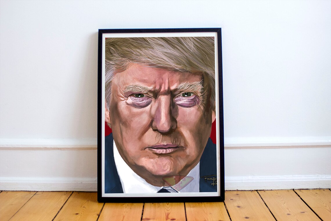 Donald J. Trump Drawing, Digital Art, Politicians Painting, Poster ...