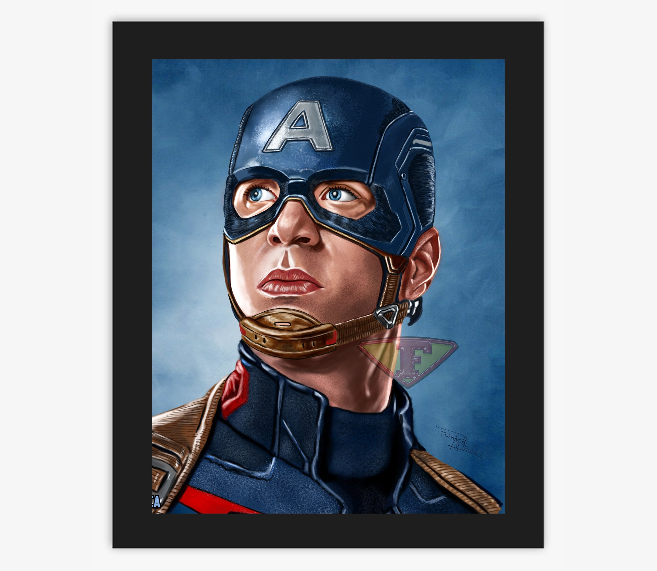 Captain America Drawing, Chris Evans Digital Art, Superhero Painting ...