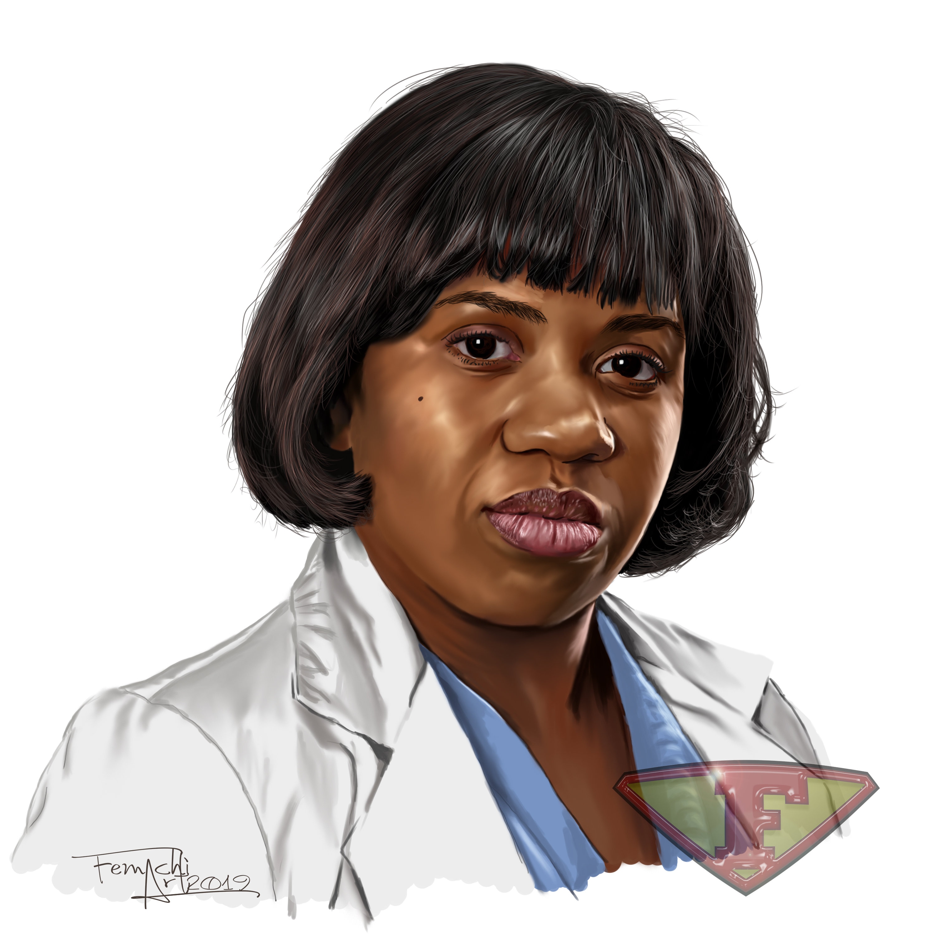 Dr Miranda Bailey, Chandra Wilson, Grey's Anatomy Drawing, Digital Art ...
