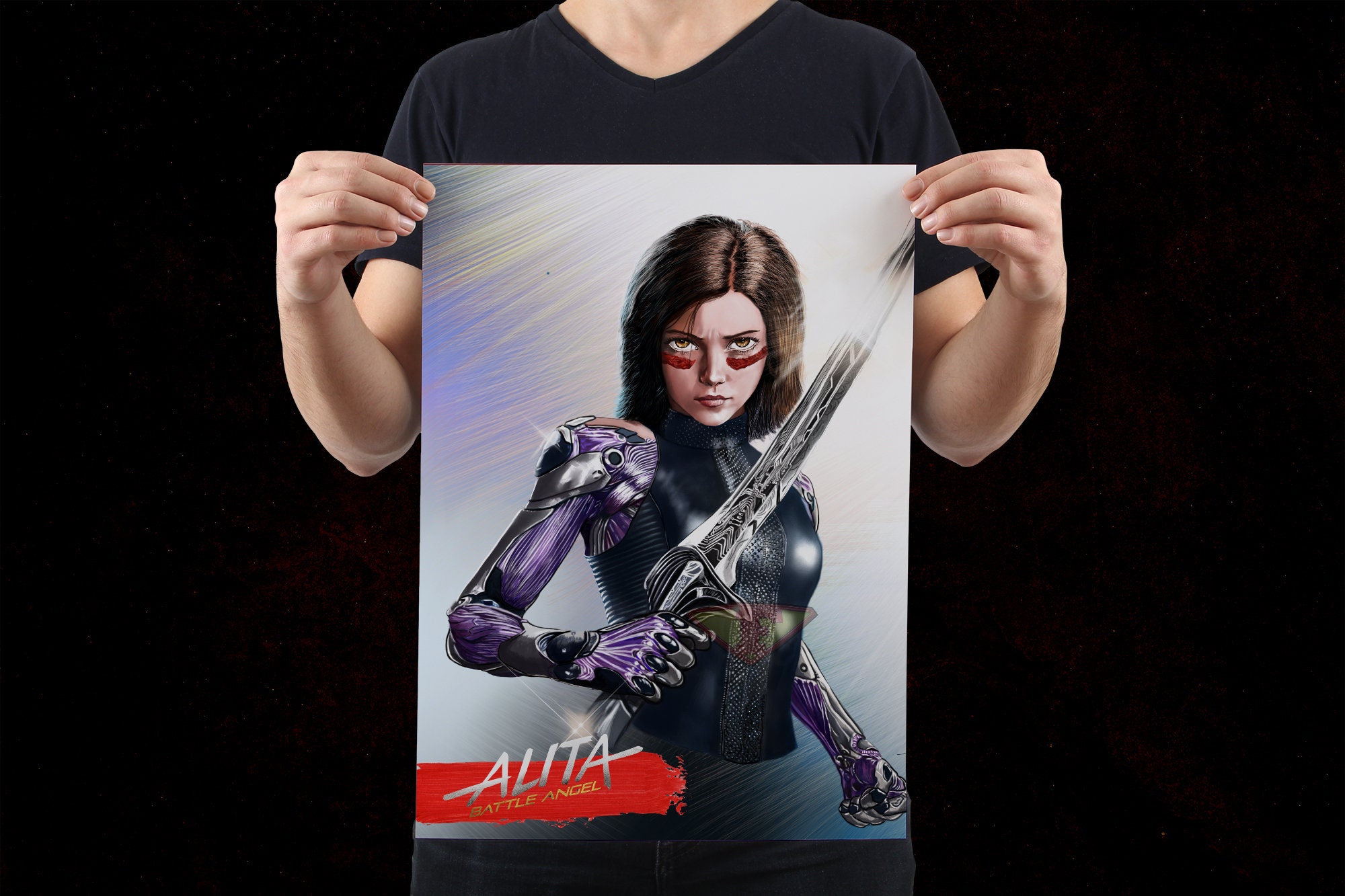 ALITA Battle Angel Drawing, Rosa Salazar Digital Art, Movie Painting ...