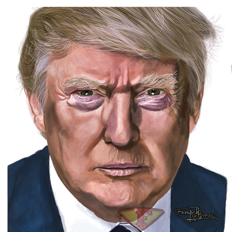 Donald J. Trump Drawing, Digital Art, Politicians Painting, Poster ...