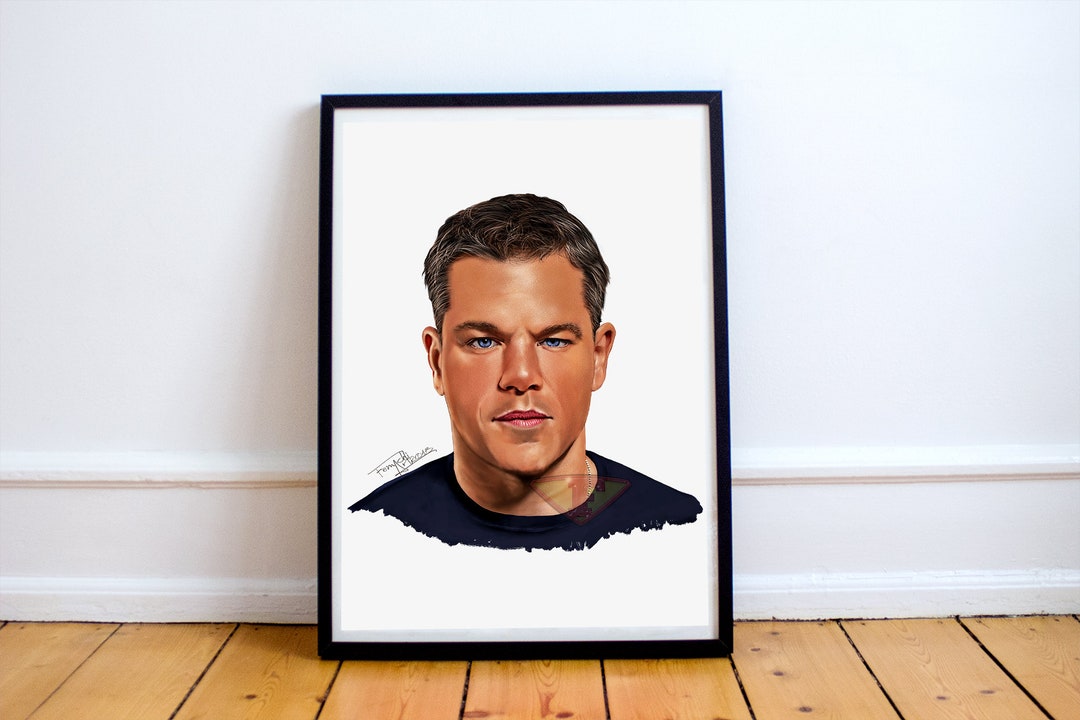 Matt Damon, Drawing, Digital Art, Fan Art, Celebrity Painting, Poster ...