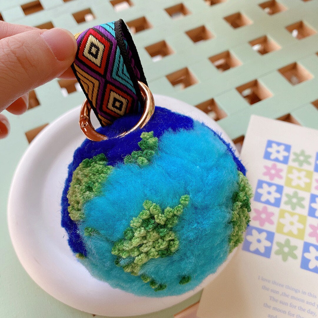 Handmade Earth Keychain｜keychain｜handmade Wool Ball Keychain - Etsy