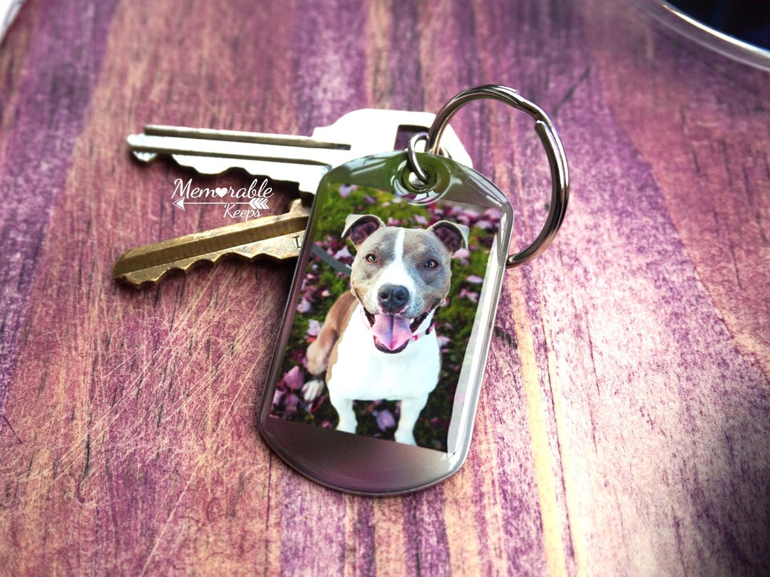 Custom Dog Photo Keychain, Dog Picture Keychains, Keyring for Pet Loss ...