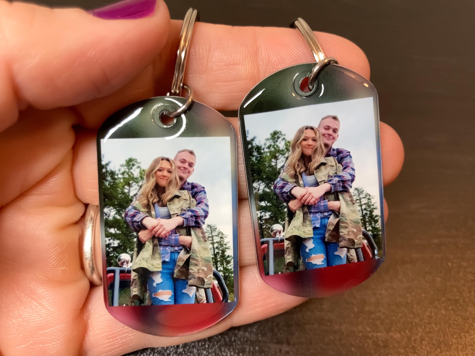 Personalized Custom Photo Keychain Set, Picture Matching Keychains for ...