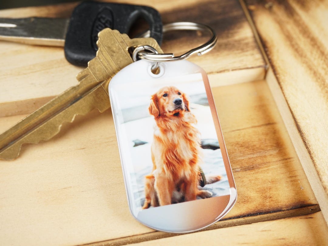 Custom Dog Photo Keychain, Dog Picture Keychains, Keyring for Pet Loss ...