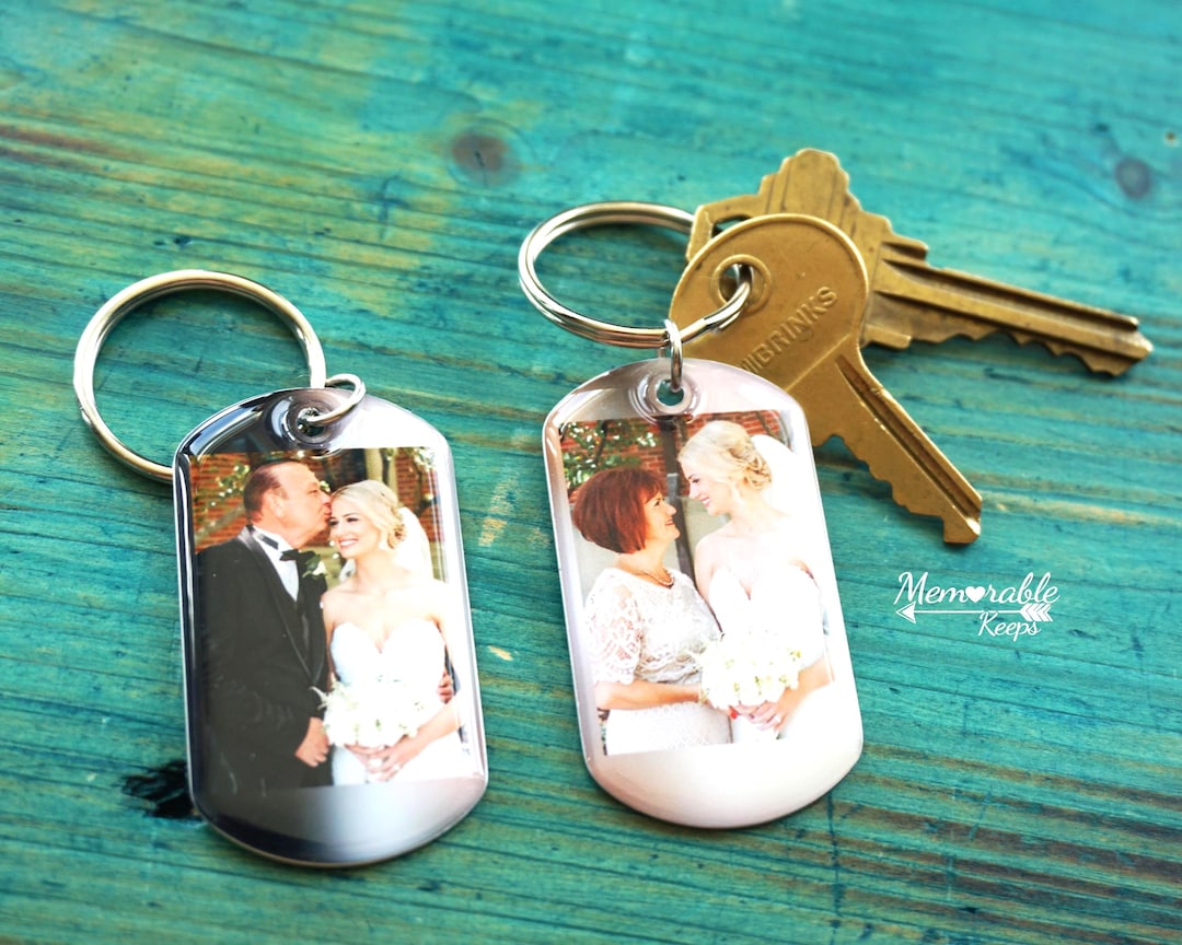 Wedding Keychains 2 Pack | Custom Photo Keychains for Parents | Bride ...