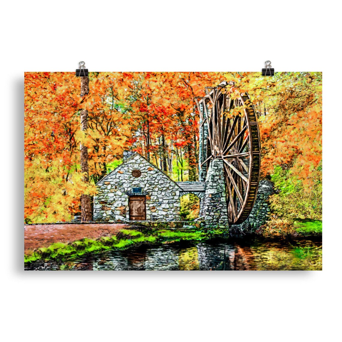 Berry College the Old Mill in Fall Print North Georgia Autumn Poster ...