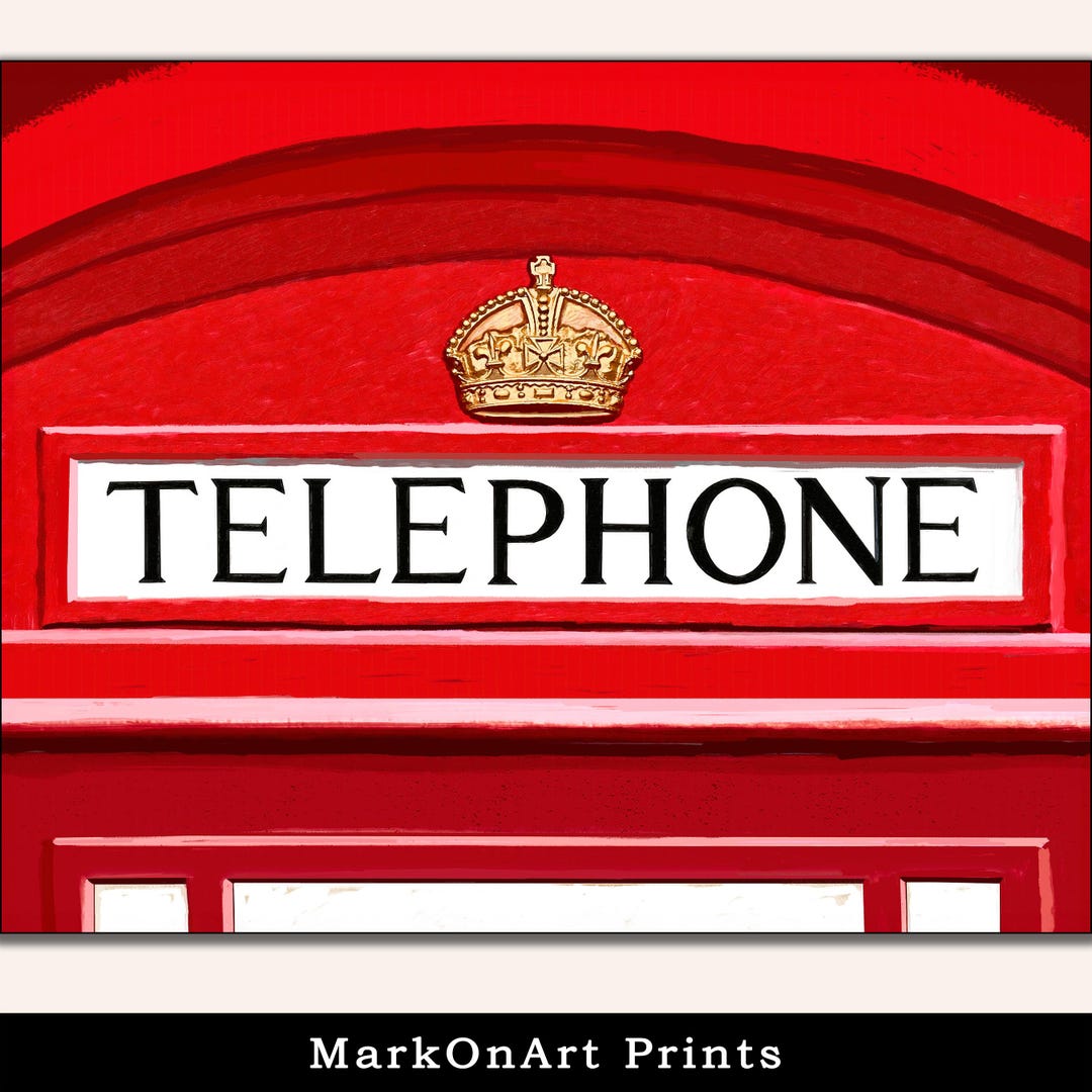 British Phone Booth Sign Print - Red Telephone Box Decor - Classic ...