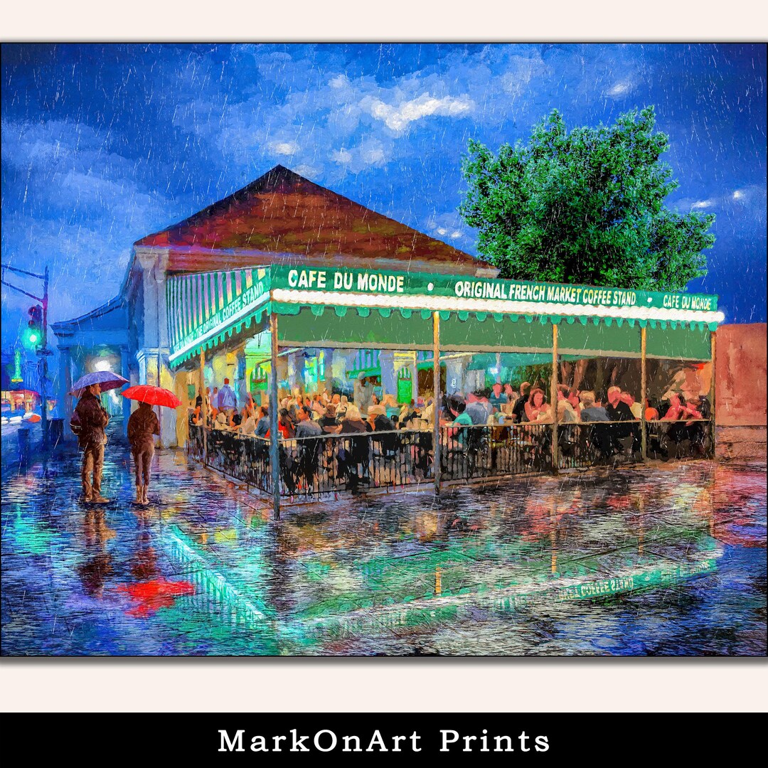Cafe Du Monde Print: New Orleans French Quarter Wall Art, Rainy Night ...