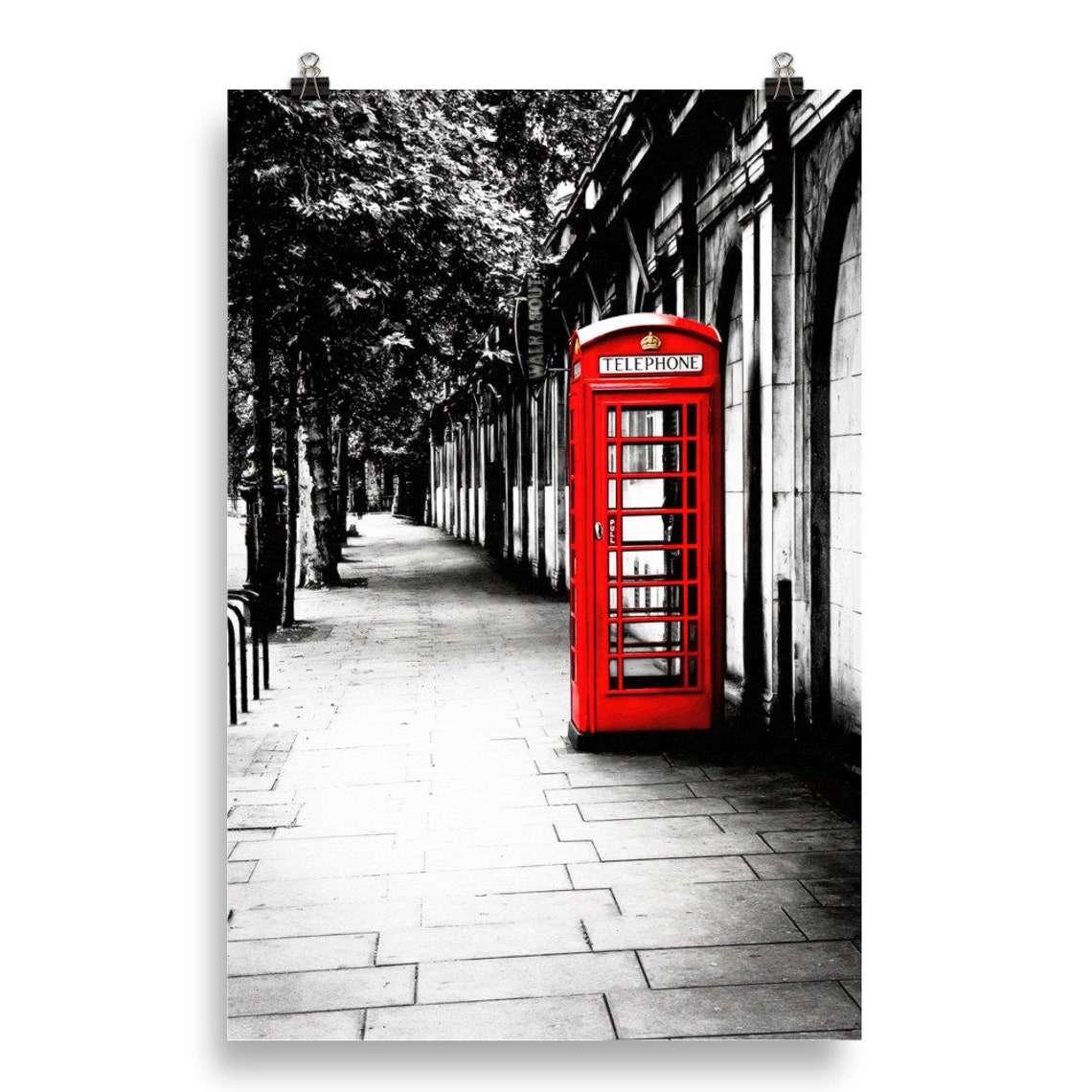 Red British Telephone Box Poster Classic English Phone Booth Art Print ...
