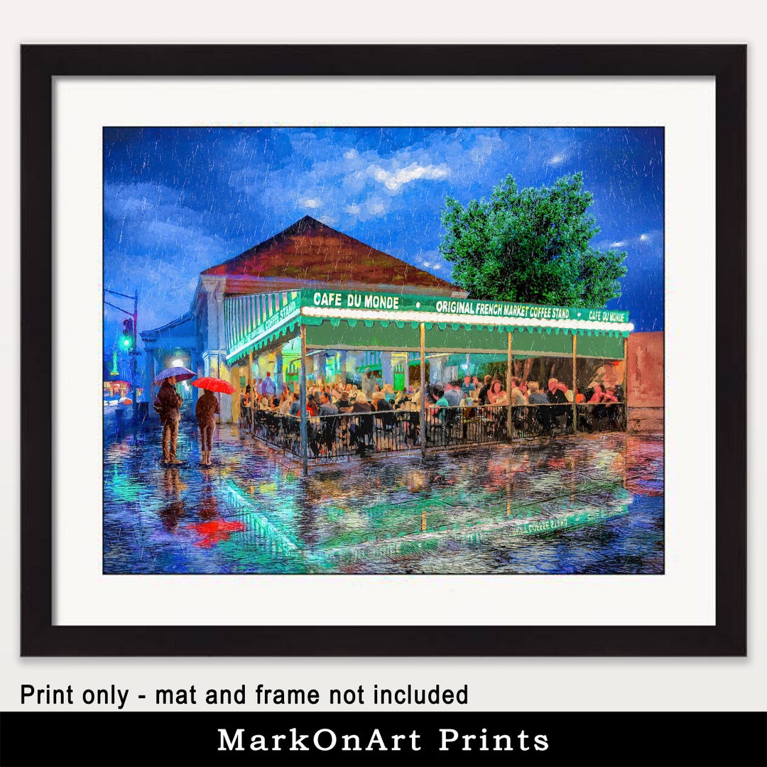Cafe Du Monde Print: New Orleans French Quarter Wall Art, Rainy Night ...