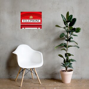 British Phone Booth Sign Art Print Red Telephone Box Sign Poster ...