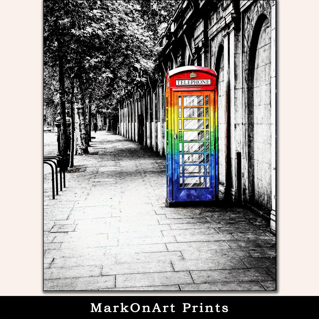 LGBTQ+ Pride British Phone Booth Print: London Telephone Box Wall Art ...