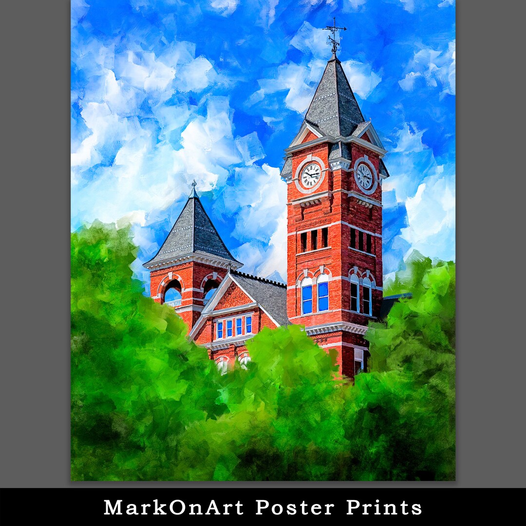 Auburn Samford Hall Art Poster Auburn Alabama Prints Auburn University ...