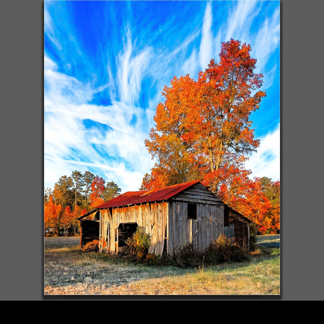 Rustic Fall Scenery Print Fall Farmhouse Wall Decor Autumn Barn Shed ...