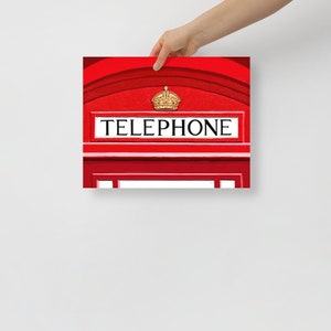 British Phone Booth Sign Art Print Red Telephone Box Sign Poster ...