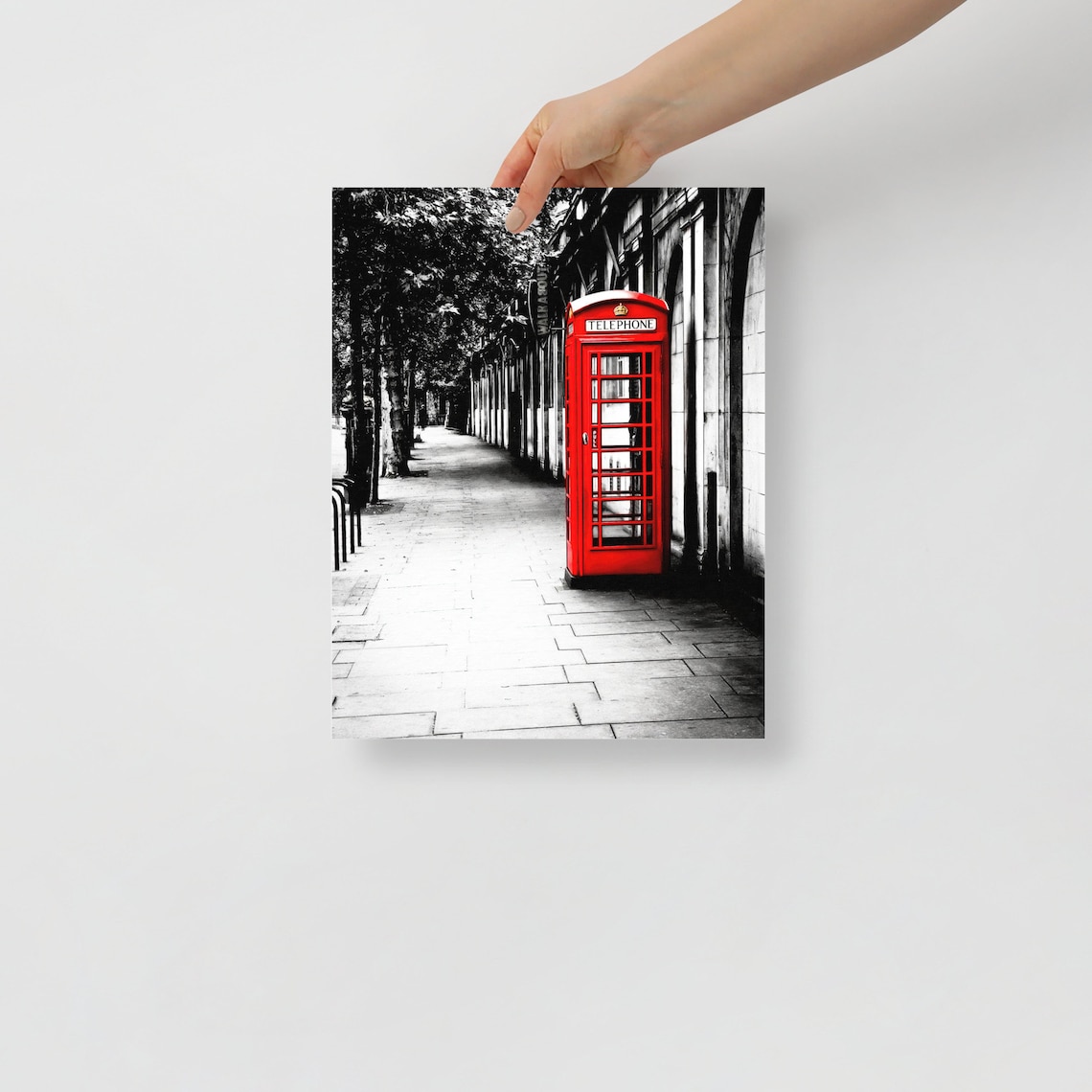 Red British Telephone Box Poster Classic English Phone Booth Art Print ...