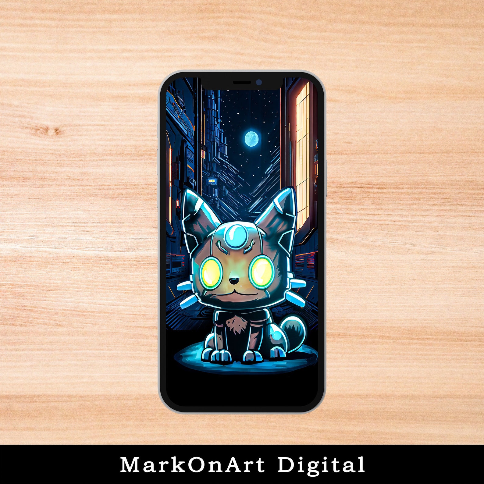 Robot Cat Sci-fi Themed Art for Mobile Phone Wallpaper or Lock Screen ...