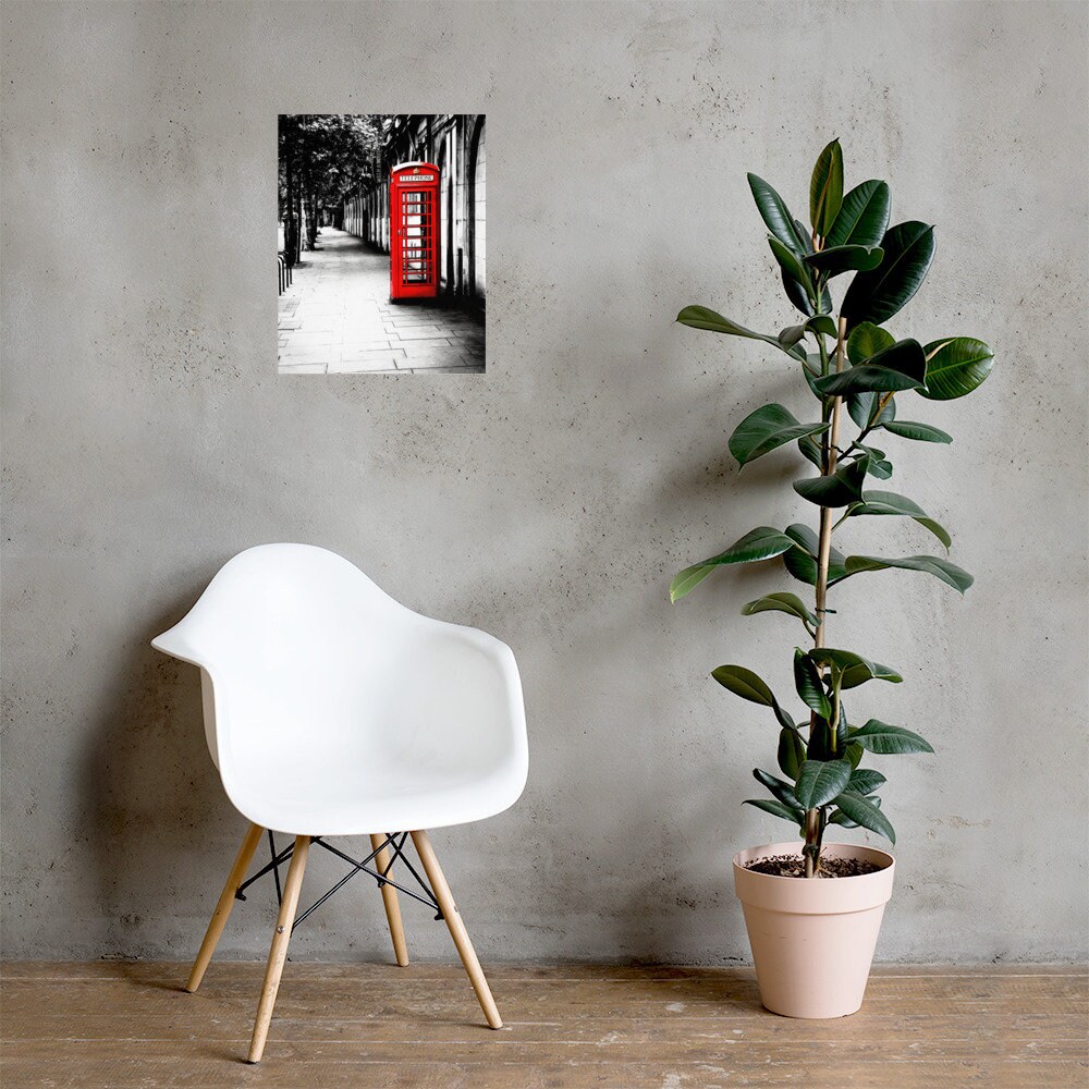 Red British Telephone Box Poster Classic English Phone Booth Art Print ...
