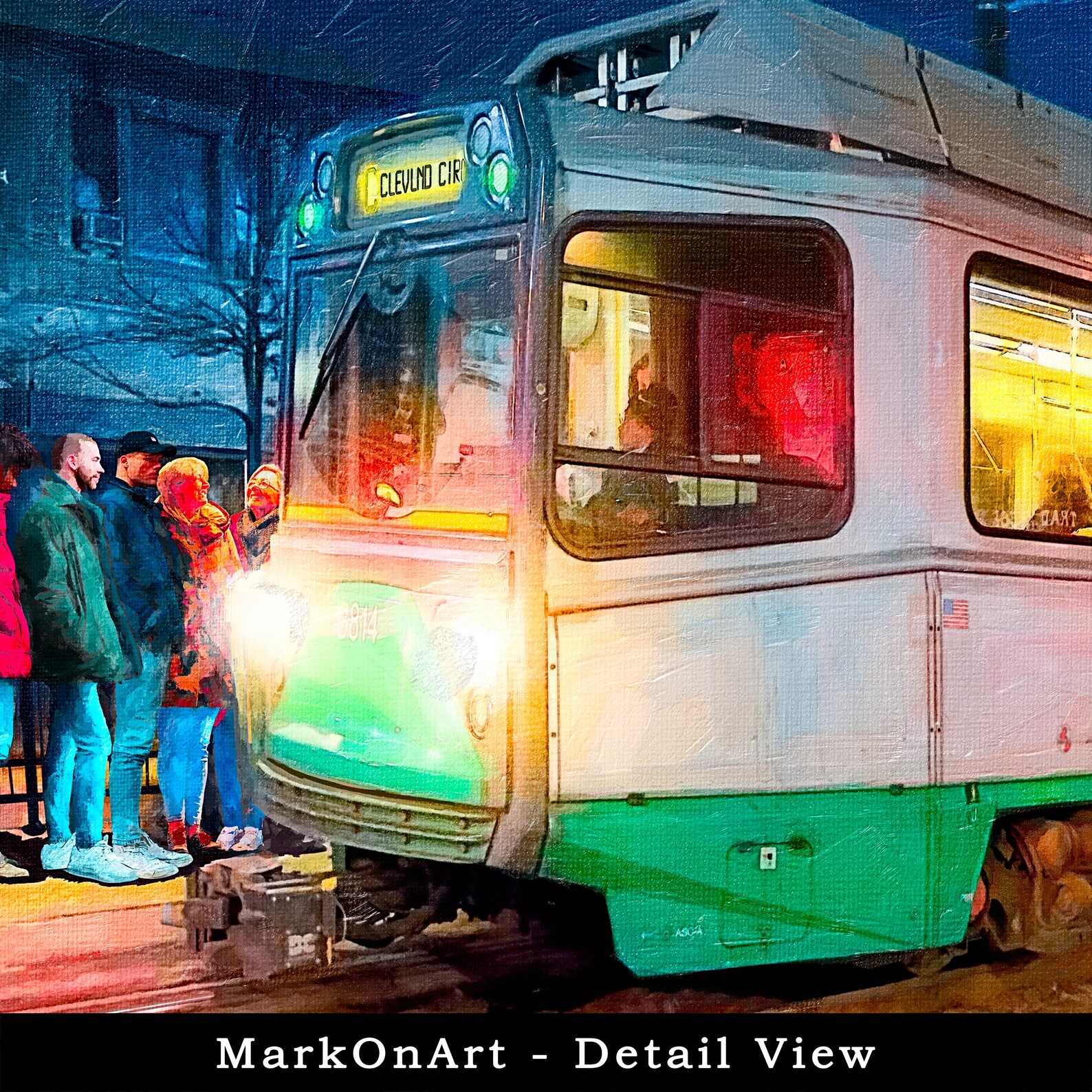 Boston Green Line Train Print: Brookline at Night, the T, Urban Transit ...