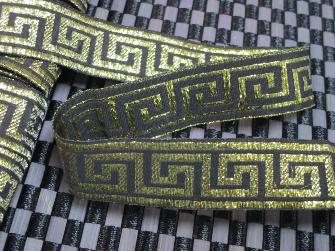 3 Yards in 7/8" Width Greek Key Pattern Poly Embroidery Trim in Black ...